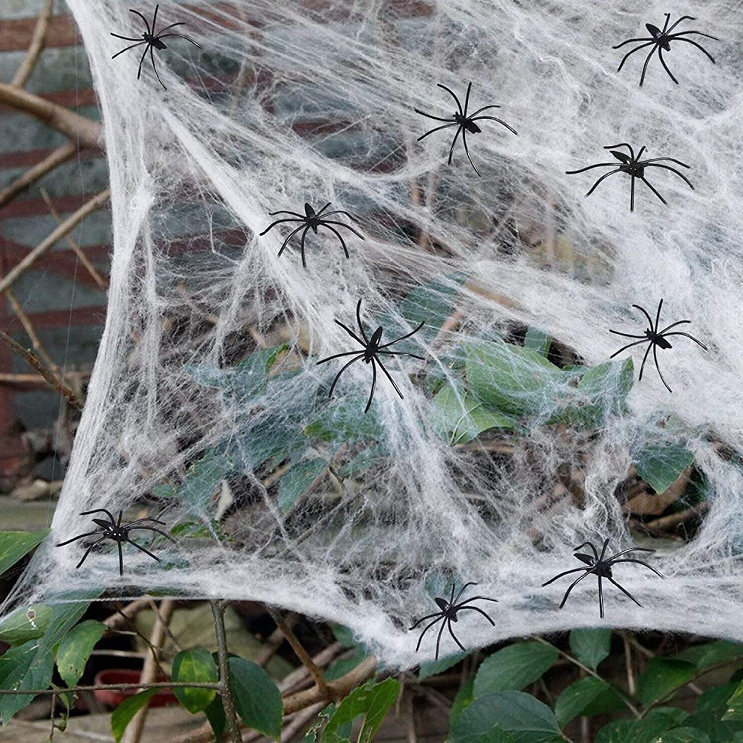 Spider Webs Halloween Decorations,300Sqft Spider Webs with30 Fake Spiders,Stretchable DIY Cobwebs for Indoor/Outdoor Scary Atmosphere,Outside Garden Window Yard Tree home office Parties,Haunted Houses