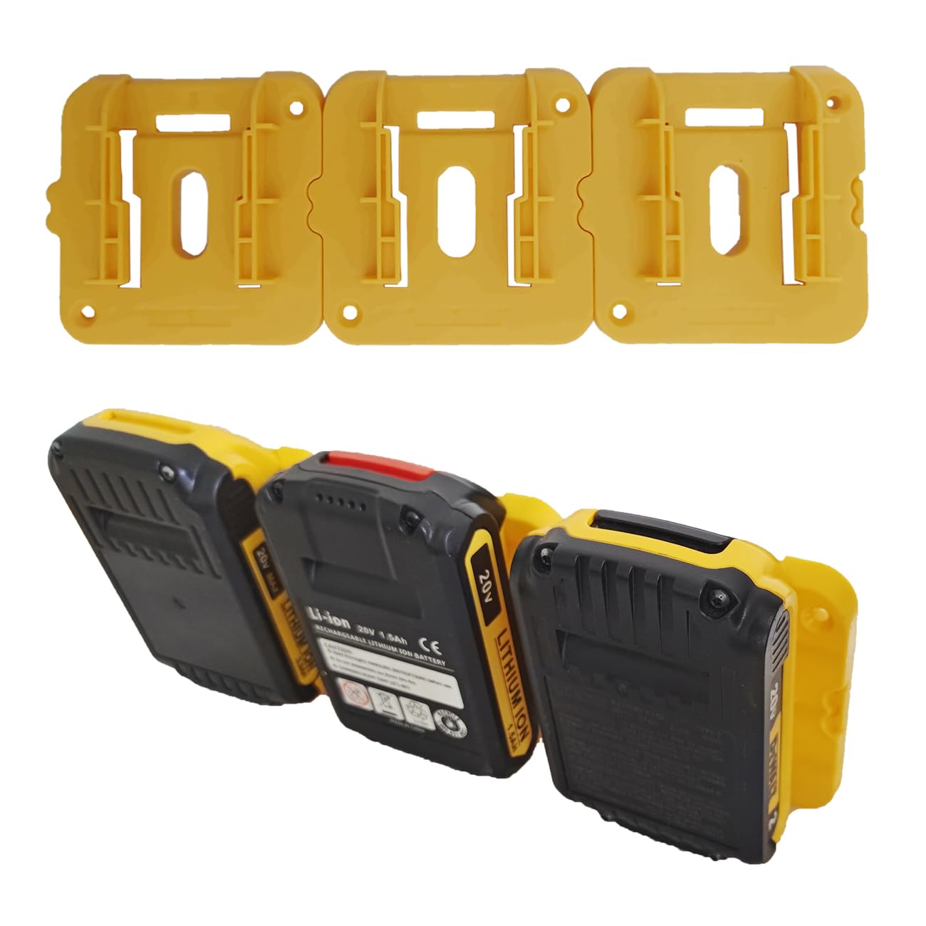 SKCMOX Plastic Battery Holders Mount Fit for Dewalt 20V 60V Battery DCB200 DCB201 DCB202 DCB203 DCB204 DCB205 DCB206 DCB208 10PCS