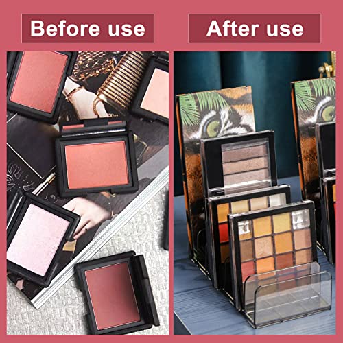 Cenbee Makeup Palette Organizer(2 Pack)Acrylic Eyeshadow Palette Pallet,7 Sectons BPA-Free Divided Make Up Blush,Contour Storage Holder Cosmetic Eye Shadow Display Stand Clear Rack Vanity Holder(Grey)