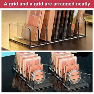 Cenbee Makeup Palette Organizer(2 Pack)Acrylic Eyeshadow Palette Pallet,7 Sectons BPA-Free Divided Make Up Blush,Contour Storage Holder Cosmetic Eye Shadow Display Stand Clear Rack Vanity Holder(Grey)