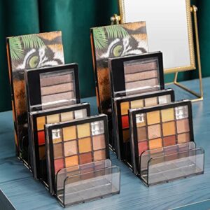 Cenbee Makeup Palette Organizer(2 Pack)Acrylic Eyeshadow Palette Pallet,7 Sectons BPA-Free Divided Make Up Blush,Contour Storage Holder Cosmetic Eye Shadow Display Stand Clear Rack Vanity Holder(Grey)