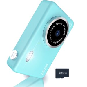 pumiui digital camera,48mp kids camera fhd 1080p,vlogging camera,rechargeable mini camera with 32gb card,compact portable mini rechargeable camera gifts for students teens girls boys light-blue