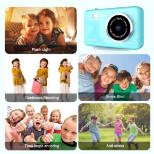 PUMIUI Digital Camera,48MP Kids Camera FHD 1080P,Vlogging Camera,Rechargeable Mini Camera with 32GB Card,Compact Portable Mini Rechargeable Camera Gifts for Students Teens Girls Boys Light-Blue