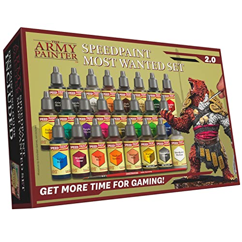 The Army Painter Speedpaint Most Wanted Set 2.0-24x18ml Speed Model Paint Kit Pre Loaded with Mixing Balls and 1 Brush- Base, and 1 Painting Guide - Model Paint Set for Plastic Models