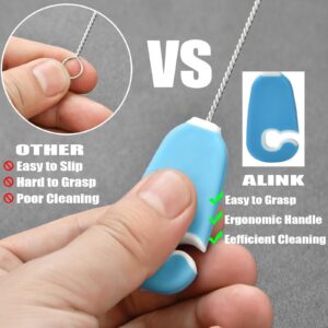 ALINK Straw Cleaning Brush with Handle, Good Grips Bottle Straw Cleaner Set for Extra Long Wide Straws, Baby Bottle, Tumbler, Pipe, Tube, Lids, Pack of 6 - Blue