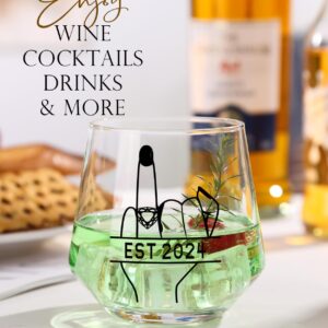 comfit Engagement Gifts for Couples - Bridal Shower Gifts - Wedding Gifts for Bride and Groom, His and Hers, Newlywed - Wine&Whiskey Glass Gift for Mr and Mrs