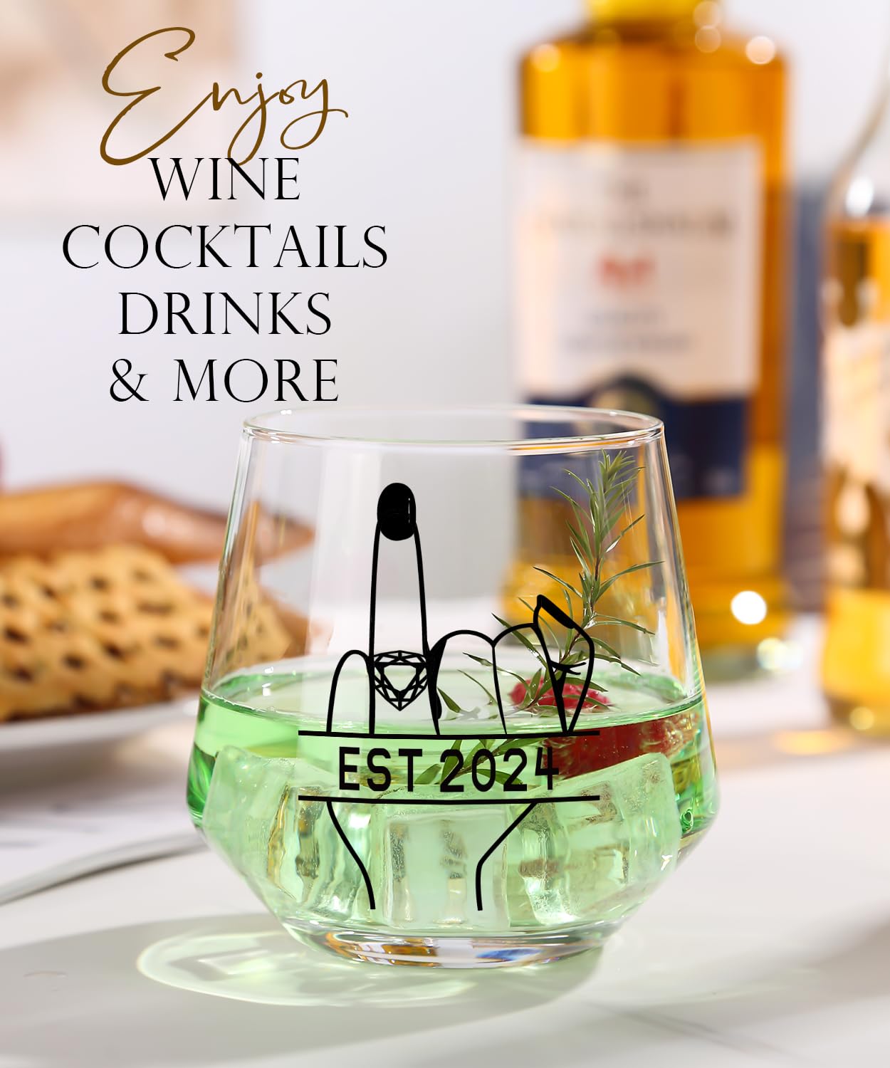 comfit Engagement Gifts for Couples - Bridal Shower Gifts - Wedding Gifts for Bride and Groom, His and Hers, Newlywed - Wine&Whiskey Glass Gift for Mr and Mrs