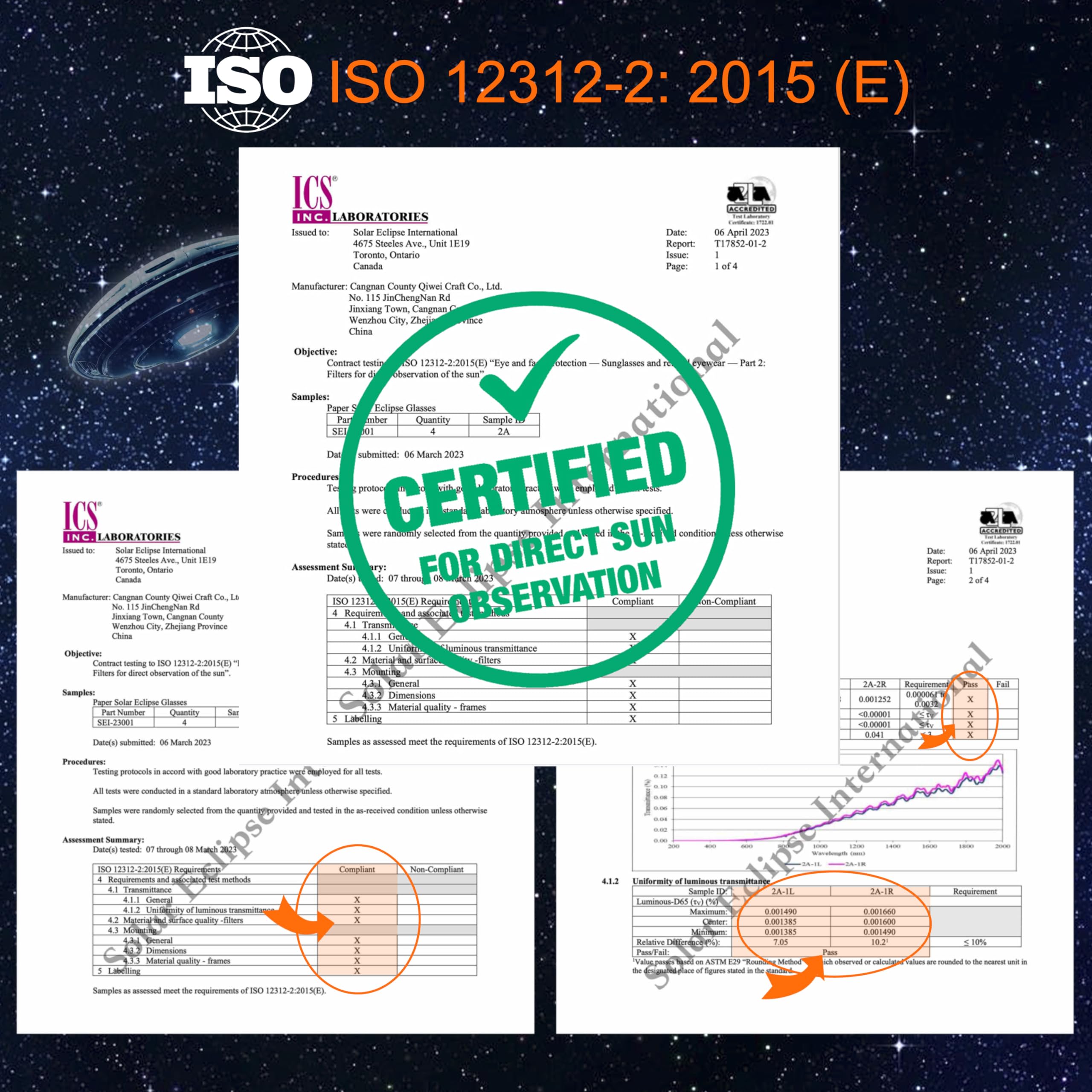 SEIC [12 Pack] Paper Solar Eclipse Glasses Approved 2024, Made by AAS Recognized Factory, CE and ISO Certified Eclipse Shade for Direct Sun Viewing