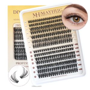 mayhug individual lashes 280pcs diy eyelash extensions individual lashes wispy cluster lashes d curl 8-15mix false eyelashes individual extension clusters at home (30d+40d,0.05d)