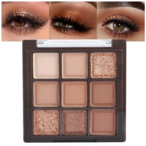 cakaila 9colors nude eyeshadow palette makeup,taupe bronze brown matte cream eye shadow,high pigmented natural neutral eyeshadow palette nude,naturing-looking long lasting waterproof blendable