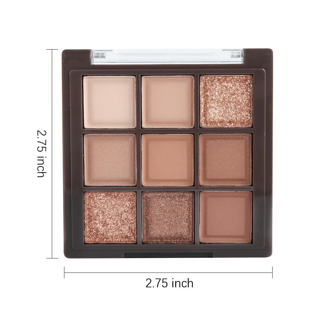 CAKAILA 9Colors Nude Eyeshadow Palette Makeup,Taupe Bronze Brown Matte Cream Eye Shadow,High Pigmented Natural Neutral Eyeshadow Palette Nude,Naturing-Looking Long Lasting Waterproof Blendable