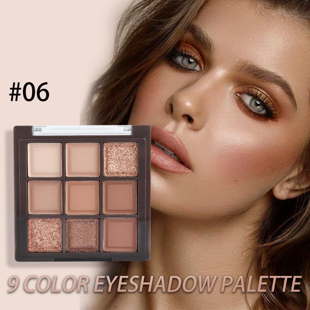 CAKAILA 9Colors Nude Eyeshadow Palette Makeup,Taupe Bronze Brown Matte Cream Eye Shadow,High Pigmented Natural Neutral Eyeshadow Palette Nude,Naturing-Looking Long Lasting Waterproof Blendable