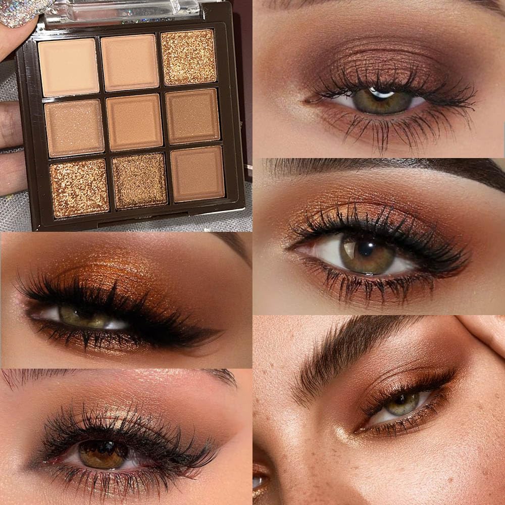 CAKAILA 9Colors Nude Eyeshadow Palette Makeup,Taupe Bronze Brown Matte Cream Eye Shadow,High Pigmented Natural Neutral Eyeshadow Palette Nude,Naturing-Looking Long Lasting Waterproof Blendable