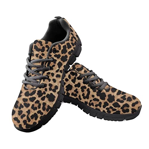 Women's Cute Walking Shoes Brown Leopard Lightweight Fashion Sneaker Breathable Mesh Casual Travel Work Athletic Shoe