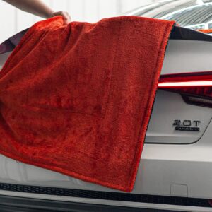 [Dreadnought Max] Triple Layer Microfiber Car Drying Towel | Twist Pile | 1400GSM | 1 Pack (20"x30", Red/Black)