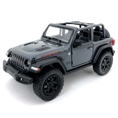 Compatible with Jeep 2018 Wrangler Rubicon Gray Open Top Convertible 1/34 Scale Diecast Car