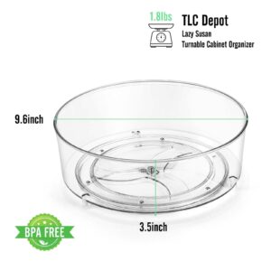 1PACK - 9.6" Clear Lazy Susan Organizer for Cabinet – Quality-Crafted, Durable Turntable Organizer, Bathroom & Cabinet Organizer for Pantry Organization and Storage – Kitchen Organization by TLC Depot