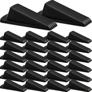 frienda 24 pcs door stoppers bulk rubber door stop wedge door stopper for bottom of door sturdy door stop for heavy duty door bottom carpet tile concrete wooden floor (black)