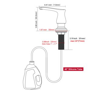 GAGALIFE Kitchen Sink Soap Dispenser Brushed Nickel, Under Sink Soap Dispenser with 40" Silicone Extension Tube Kit,Say Goodbye to Frequent Refills