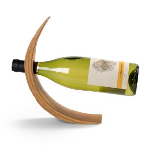 somonka-l single wine bottle holder, natural bamboo personalized wine rack,self balancing display wine rack on tabletop, cabinet etc