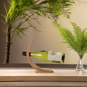 Somonka-L Single Wine Bottle Holder, Natural Bamboo Personalized Wine Rack,Self Balancing Display Wine Rack On Tabletop, Cabinet Etc