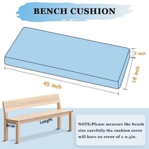 ROFIEJOX Bench Cushion 45 inch - Imitation Linen Fabric, Indoor Outdoor Long Seat Furniture, High-Density Foam, Non-Slip Velcro Design for Window Patio Garden, (45x18x3) Light Azure