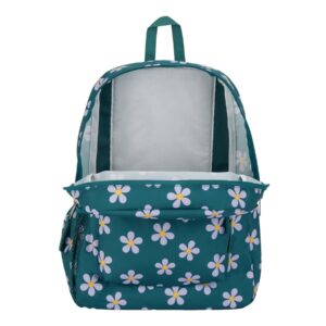 JanSport Cross Town Backpack, 17" x 12.5" x 6" - Simple Bag with 1 Main Compartment, Front Utility Pocket - Premium Class Accessories - Precious Petals