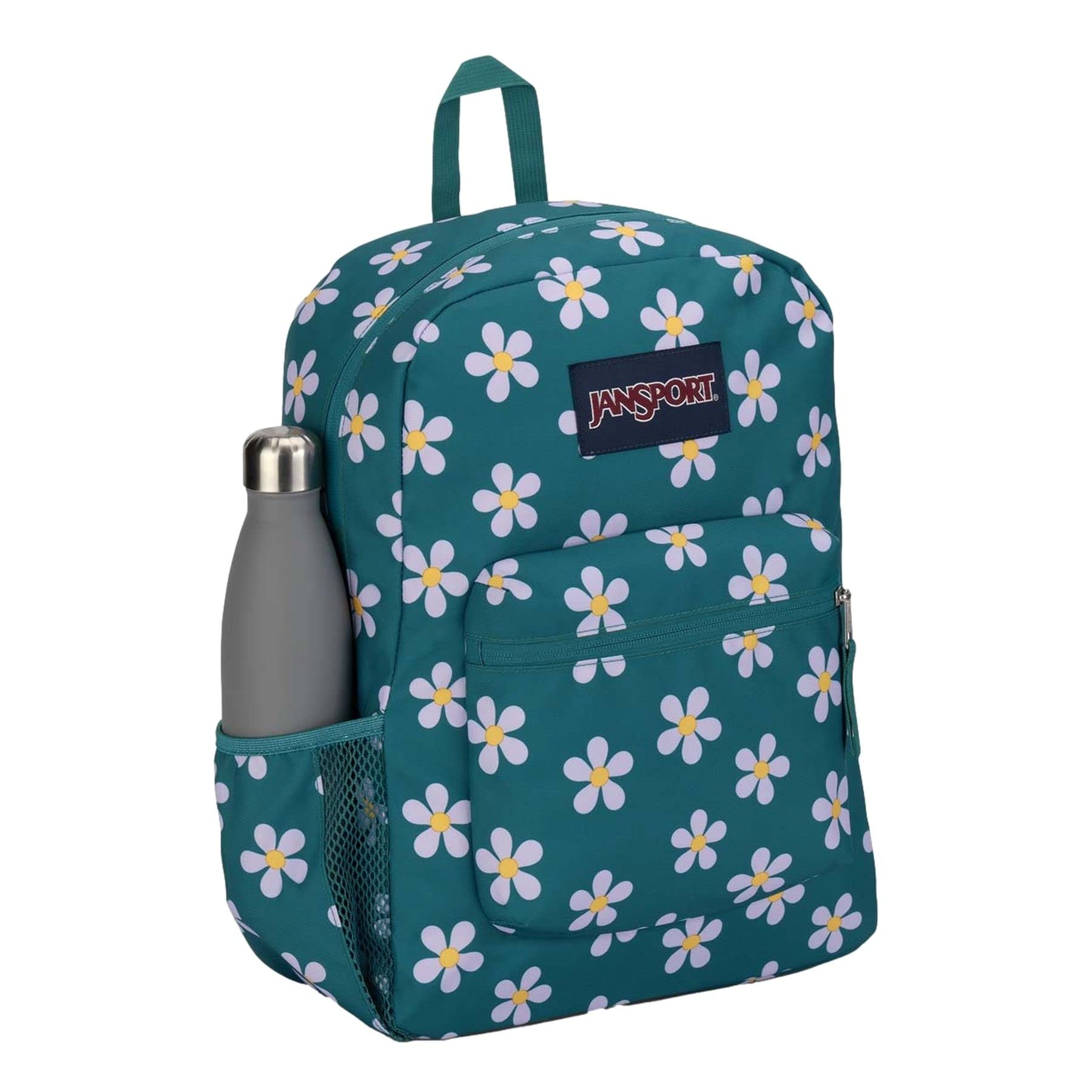 JanSport Cross Town Backpack, 17" x 12.5" x 6" - Simple Bag with 1 Main Compartment, Front Utility Pocket - Premium Class Accessories - Precious Petals