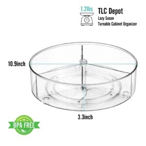 1PACK - 10.9" 3Section Clear Lazy Susan Organizer for Cabinet – Quality-Crafted, Durable Turntable Organizer, Bathroom & Cabinet Organizer for Pantry Organization – Kitchen Organization by TLC Depot