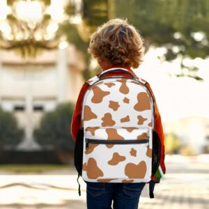 Brown Cow Print Backpack Cow Spots Pattern Backpacks for Kids Lightweight High Capacity Student Bookbag Waterproof School Book Bag for Teen Girls Boys