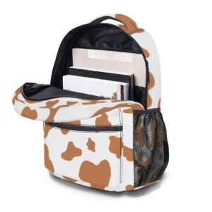 Brown Cow Print Backpack Cow Spots Pattern Backpacks for Kids Lightweight High Capacity Student Bookbag Waterproof School Book Bag for Teen Girls Boys