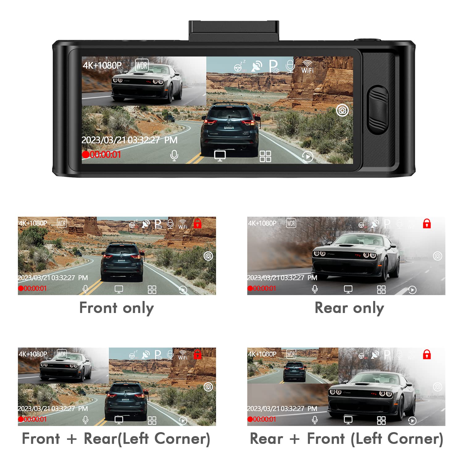 4K Dash Cam Front and Rear WiFi, Dash Cam 2160P 30fps Dash Camera for Cars W/GPS APP Car Camera W/Free 64GB Card, Dashcam W/Night Vision 24hrs Parking Mode G-Sensor Loop Recording WDR