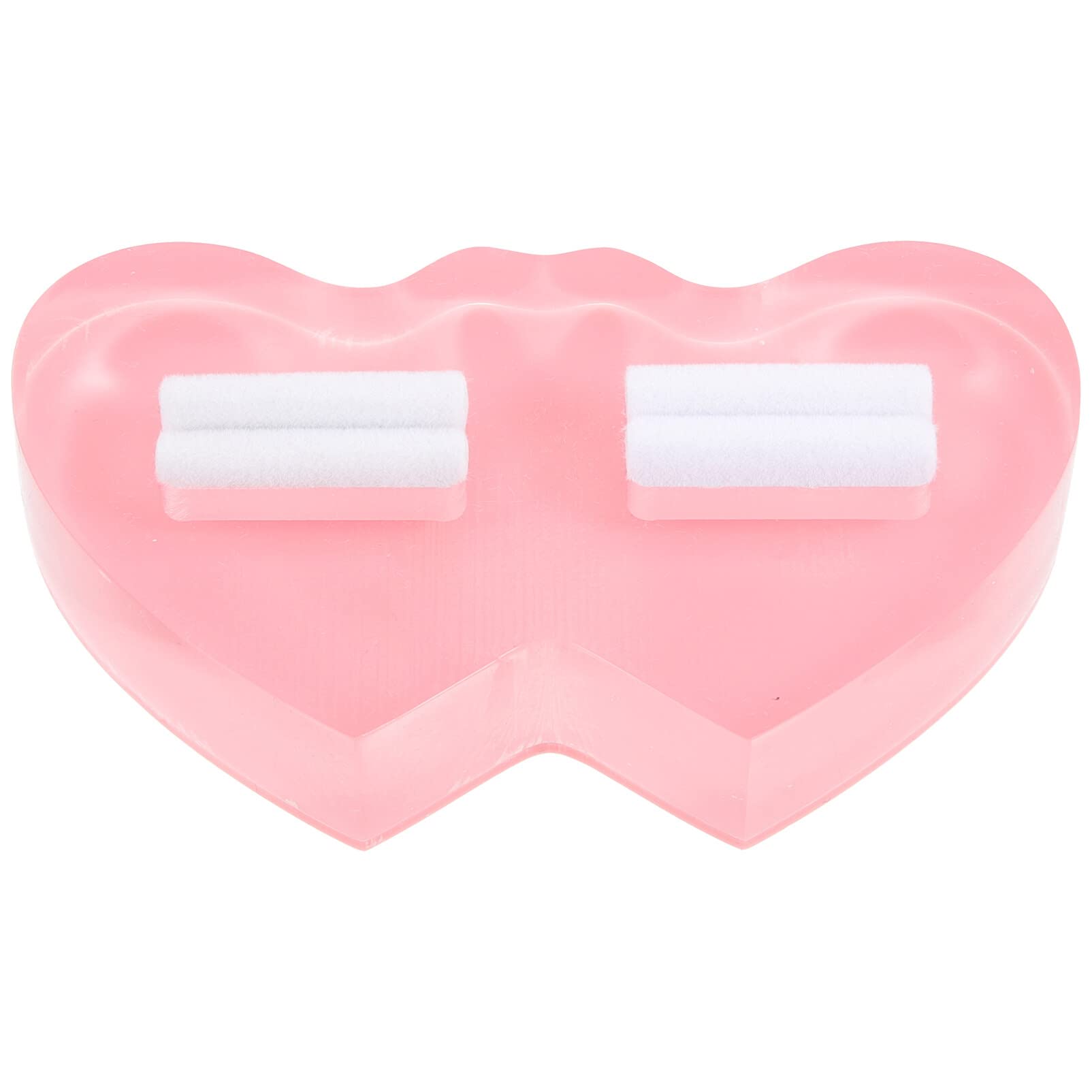 iplusmile Loving Earring Holder Acrylic Ring Box Heart Shaped Case Ear Studs Display Holder with Foam Cushion Portable Necklace Jewelry Organizer Bracelets Storage Tray for Women Pink