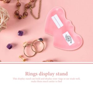 iplusmile Loving Earring Holder Acrylic Ring Box Heart Shaped Case Ear Studs Display Holder with Foam Cushion Portable Necklace Jewelry Organizer Bracelets Storage Tray for Women Pink