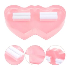 iplusmile Loving Earring Holder Acrylic Ring Box Heart Shaped Case Ear Studs Display Holder with Foam Cushion Portable Necklace Jewelry Organizer Bracelets Storage Tray for Women Pink