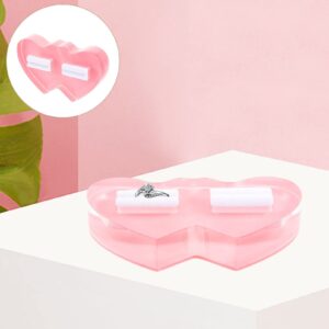 iplusmile Loving Earring Holder Acrylic Ring Box Heart Shaped Case Ear Studs Display Holder with Foam Cushion Portable Necklace Jewelry Organizer Bracelets Storage Tray for Women Pink