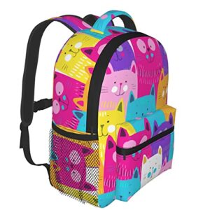 YSBKN Kid's Mini Backpack 12 inch Colorful Cartoon Cat Backpack Schoolbag Preschool Kindergarten Children Bag Nursery Travel Bag for Toddler Boys Girls Age 3-7