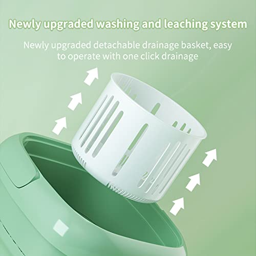 Foldable Washing Machine,High Capacity Mini Washer with 3 Modes Deep Cleaning Half Automatic Washt,Portable Washing Machine with Soft Spin Dry for Socks,Baby Clothes,Towels,Delicate Items(Green (with hanger))