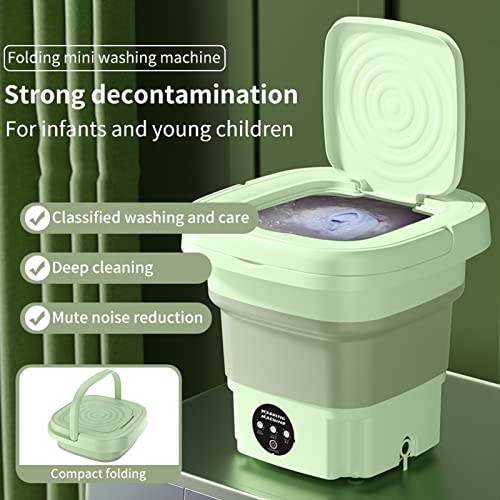 Foldable Washing Machine,High Capacity Mini Washer with 3 Modes Deep Cleaning Half Automatic Washt,Portable Washing Machine with Soft Spin Dry for Socks,Baby Clothes,Towels,Delicate Items(Green (with hanger))