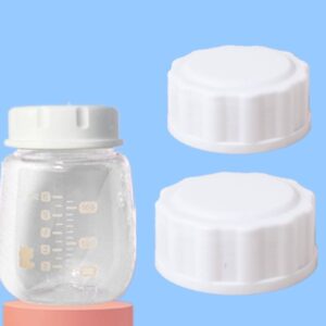 YeeBeny Baby Bottle Lid, Screw Lids Aka Travel Caps with Rewritable Sealing Disc Compatible with Avent Wide Mouth Bottles,Cap Replace Natural Bottle Sealing Ring and Sealing Disc, 4pcs Baby Bottle Cap