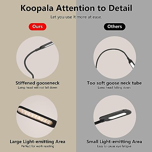 Koopala LED Floor Lamp, Bright Tall Standing Light with Dimmable 4 Brightness&4 Color Temps, Adjustable Gooseneck, 3 Timer, Touch& Remote Control, Couch Lamp, for Reading/Living Room/Bedroom/-Black