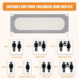 MagicFox Bed Rails for Toddlers, Extra Tall Height Adjustment Specially Designed for Twin, Full, Queen, King Size (78.7" * 30" (One Side))