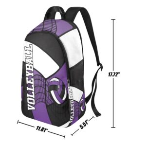 CUXWEOT Volleyball in Purple Black and Whit Backpack Travel Daypack Bag for Man Woman Gifts