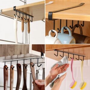 2 Pack Storage Mug Hooks Rack Under Cabinet Each with 6 Hooks, Cup Holder Hanger, Wine Glasses Kitchen Utensil Hanger, Ties Belts Scarf Hanging Hook Rack, Mug Hook Hanger Under Shelf Without Drilling