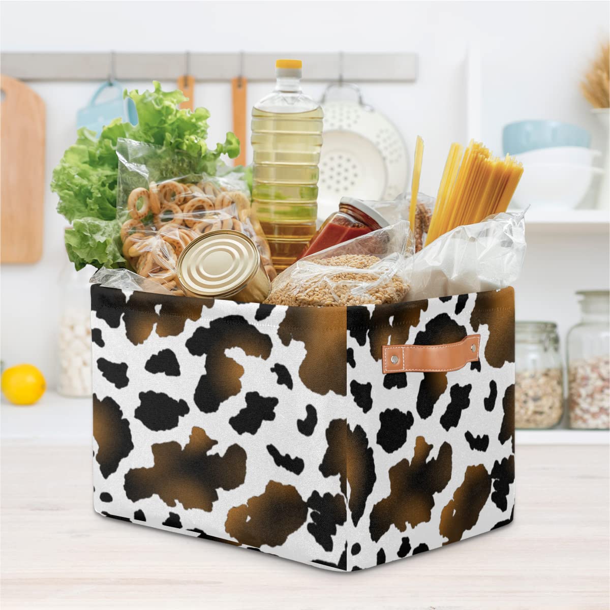 Zebra Print Storage Basket Cube Large Collapsible Toys Storage Box Bin Laundry Organizer for Closet Shelf Nursery Kids Bedroom,15x11x9.5 in,2 Pack