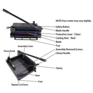 TEXALAN Heavy Duty Guillotine Paper Cutter - 400 Sheets Capacity, A4 12" Stack Paper Trimmer, Steel Base, Black