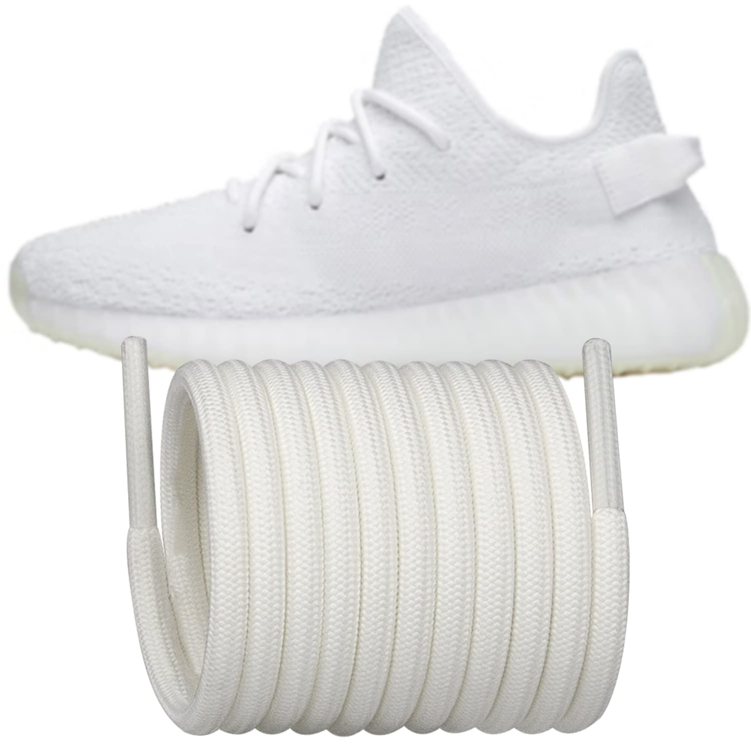 Endoto Shoelaces Replacement Round Laces for Adidas Yeezy Boost 350 V1/V2, 380, 500/500 HIGH, 700, 750, 950 Sneaker Shoes(Color:White,Size:50Inch)