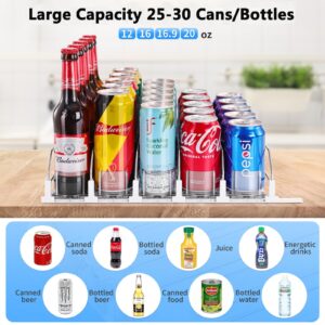 LAKIX Drink Organizer for Fridge, Self-Sliding Soda Can Organizer for Refrigerator and Adjustable Width, 12oz 16oz 20oz drinks can be accommodated, up to 25 Cans（5 Rows, 41 CM）