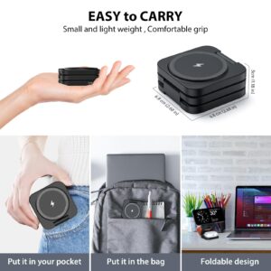 KU XIU Foldable 3 in 1 Charging Station for Apple, Fast Magnetic Wireless Charger Compatible with iPhone 15 14 13 12 Pro/Max/Plus, 5W for Apple Watch 9/8/7/6/5/4/3/2/SE/Ultra 2, AirPods 3/2/Pro(Black)