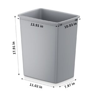 LOVMOR 35QT Kitchen Trash Can - Lightweight and Sturdy Slim Trash Can, Wastebaskets for Kitchen, Bathroom, Office, Workspace, Easy to Clean, 1 Pack, Gray